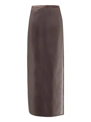 R2W Amora Linen Midi Skirt - Brown