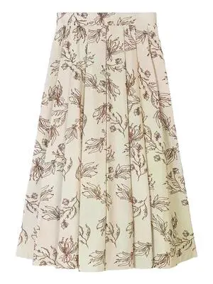 Ports 1961 Floral Print Pleated Midi Skirt - Neutrals