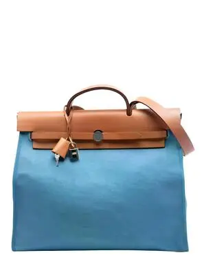 Hermès 2010 Toile Herbag Zip 39 Satchel - Blue