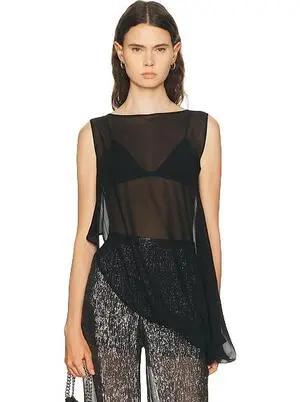 SEV Silk Side Drape Top - Black