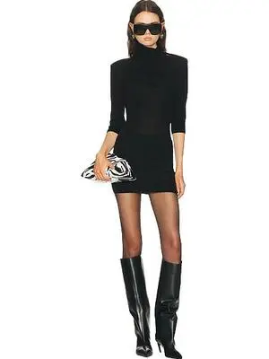 Attico Light Wool Mini Dress - Black