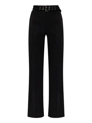 GANNI Creased Trousers With Belt - Black