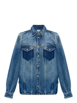 GANNI Lyocell Denim Shirt - Blue