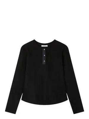 STUDIO TOMBOY Ribbed Long-sleeve Top - Black