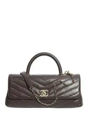 Chanel Maxi Flap Bag With Top Handle - Dark Brown