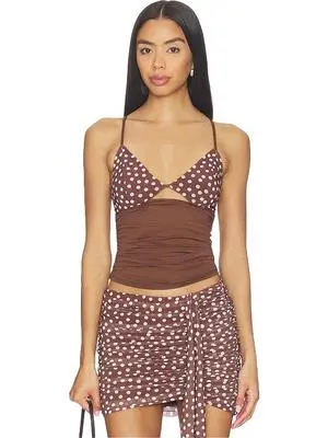 LOVERS AND FRIENDS Judith Top - Chocolate Brown Polka Dot