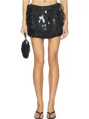 LESLIE AMON Mini Pailette Skirt - Black