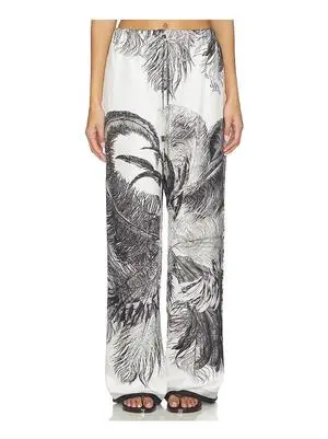 Attico Feather Print Pant - White & Black