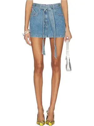 Attico Denim Mini Skirt - Sky Blue