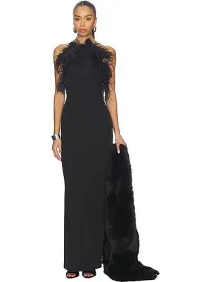 Attico Feather Gown - Black