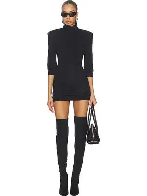Attico Light Wool Mini Dress - Black