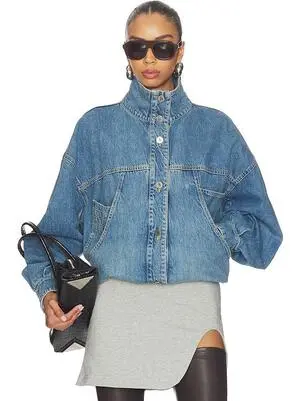 Attico Denim Bomber Jacket - Sky Blue