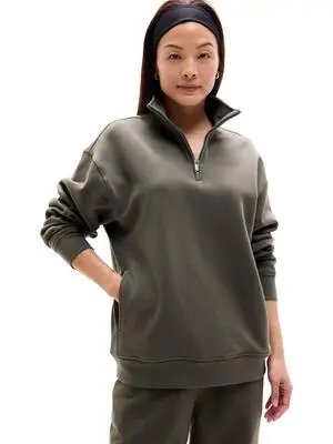 Athleta Forever Fleece 1/4 Zip Sweatshirt - Mountain Olive
