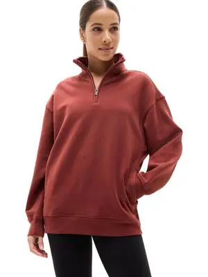 Athleta Forever Fleece 1/4 Zip Sweatshirt - Cinnamon