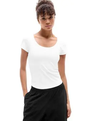 Athleta Signature Rib Scoop Tee - Bright White