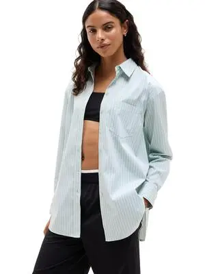 Athleta Oversized Poplin Shirt - Current/bright White