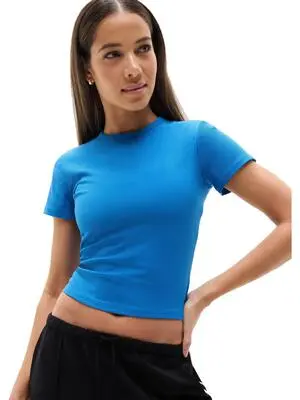 Athleta Signature Rib Crop Tee - Breaker