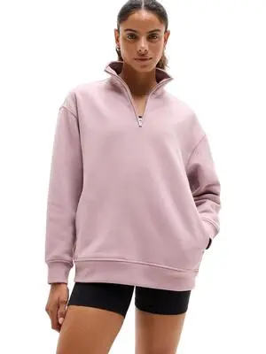 Athleta Forever Fleece 1/4 Zip Sweatshirt - Blush