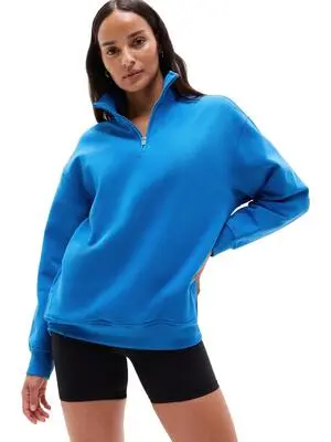 Athleta Forever Fleece 1/4 Zip Sweatshirt - Breaker