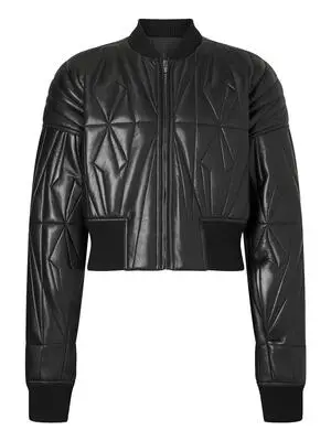 Rick Owens Cropped Quilted Leather Jacket - Black
