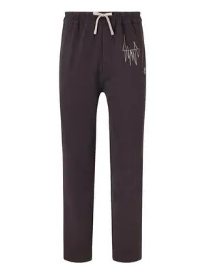 Rick Owens Moncler Straight-leg Logo-appliquéd Embroidered Cotton-jersey Sweatpants - Brown