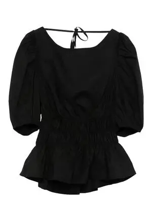 Pinko Joandra Smocked Puff-sleeve Top - Black