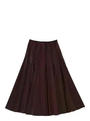 ALYSI Pleated Midi Skirt - Brown