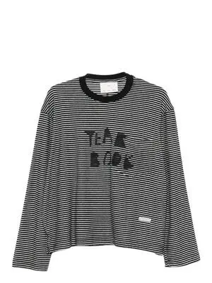 SONG FOR THE MUTE Striped Graphic T-shirt - Black