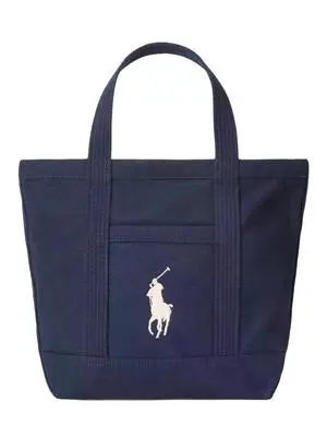 Polo Ralph Lauren Embroidered-Logo Top-Handle Tote Blue