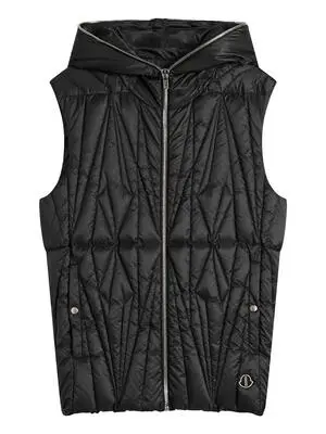 Rick Owens X Moncler Geocamo Flight Ziplock Hooded Vest - Black