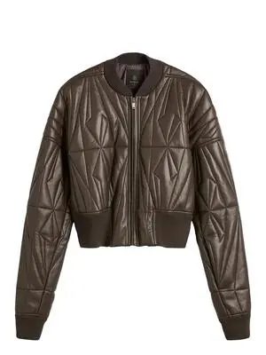 Rick Owens X Moncler Geocamo Cropped Leather Jacket - Dark Dust