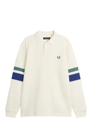 Fred Perry Tipped Long Sleeve Polo Shirt - Snow White