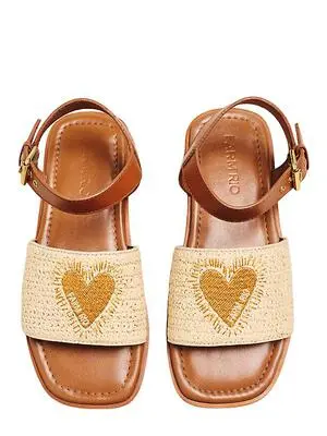 Farm Rio Heart Sandals - Raffia