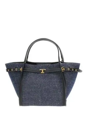 TOD'S Small Fabric Shopping Bag Blue