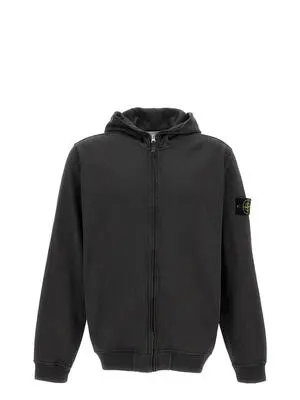 Stone Island Diagonal Fleece Zip-up Hoodie - Grey