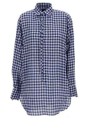 MAISON JEJIA Linen Vichy Shirt Dress