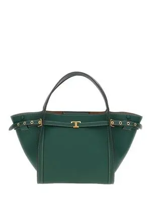 TOD'S Small T Timeless Leather Shopping Bag - Green