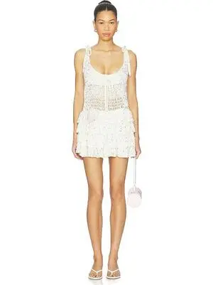 LESLIE AMON Crochet Mermaid Dress With Seashell Embellishment - White
