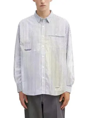 NEIGHBORHOOD Striped-pattern Logo-patch Shirt - Blue
