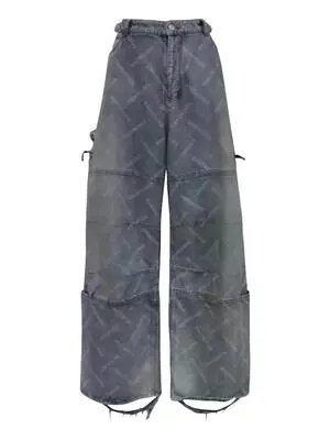Balenciaga Distressed Wide-leg Trousers - Blue