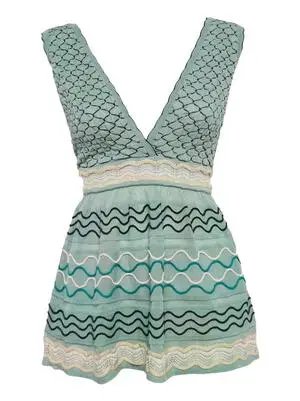Missoni Knitted V-neck Top - Blue