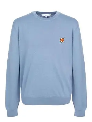 Maison Kitsuné Fox Head Knitwear Sweater - Sky Blue
