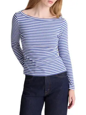 Madewell The '90s Stripe Cotton Boatneck T-shirt - French Blue
