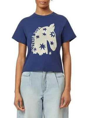 Scotch & Soda Horse Graphic Cotton T-shirt - Oceana