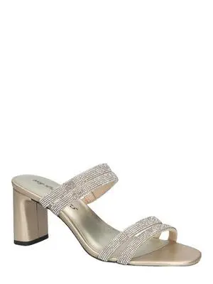 EASY WORKS BY EASY STREET Jemma Slide Sandal - Champagne Satin Stones