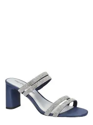 EASY WORKS BY EASY STREET Jemma Slide Sandal - Navy Satin Stones