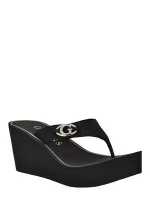 Guess Shai Platform Wedge Flip Flop - Black