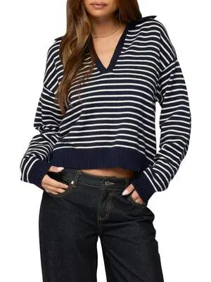 EDIKTED Oversize Stripe Sweater - Navy