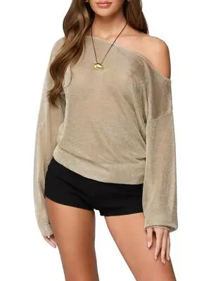 EDIKTED Metallic Knit Top - Gold