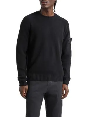 Stone Island Compass Patch Cashmere Crewneck Sweater - Black